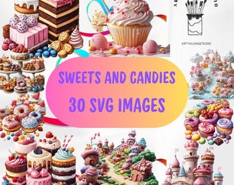 Sweet Svg Bundle, Dessert Svg, Dessert Clipart, Sweets Clipart, Cut ...