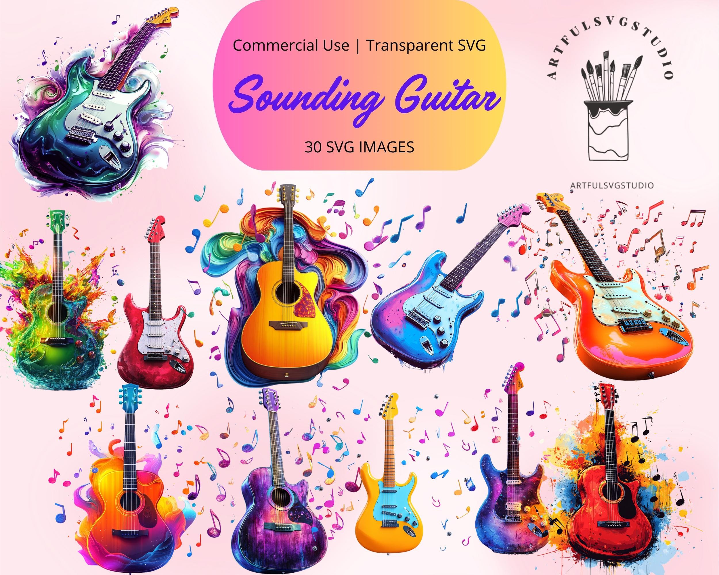 Guitar Design Svg Bundle, Instruments Svg, Guitar Clipart, Instruments ...