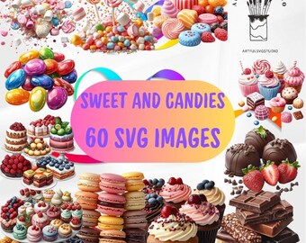 Sweet Svg Bundle, Dessert Svg, Dessert Clipart, Sweets Clipart, Cut ...