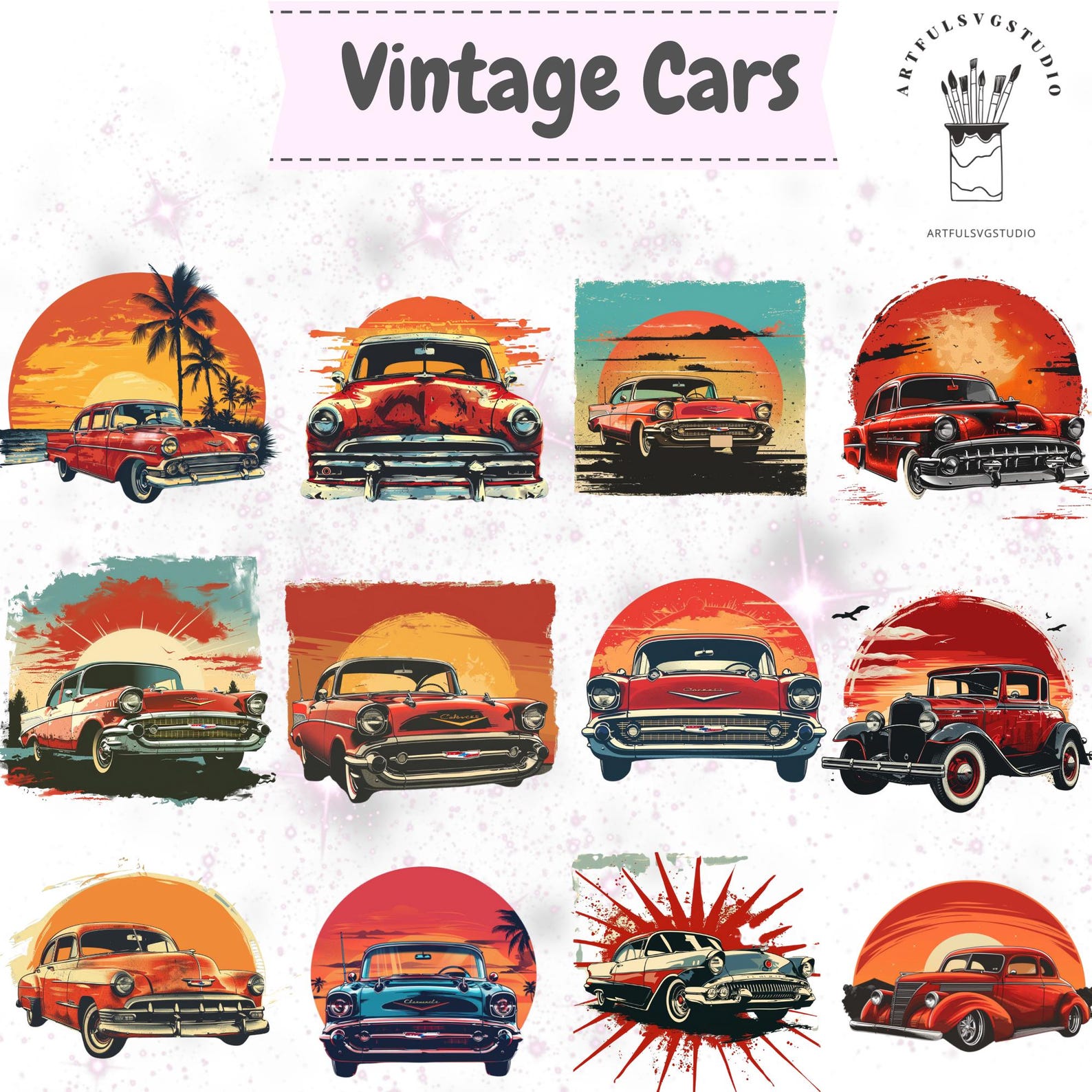 Vintage Car Svg Bundle, Vintage Car Svg, Dolphin Clipart, Cut File for ...