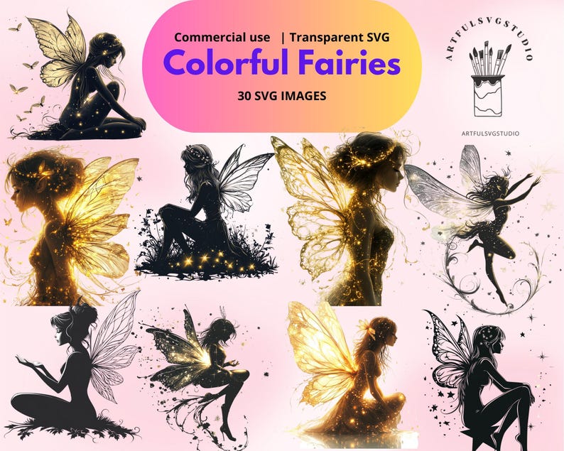 Fairy Designs Svg Bundle, Fantasy Svg, Fairies Clipart, Fairy Clipart ...