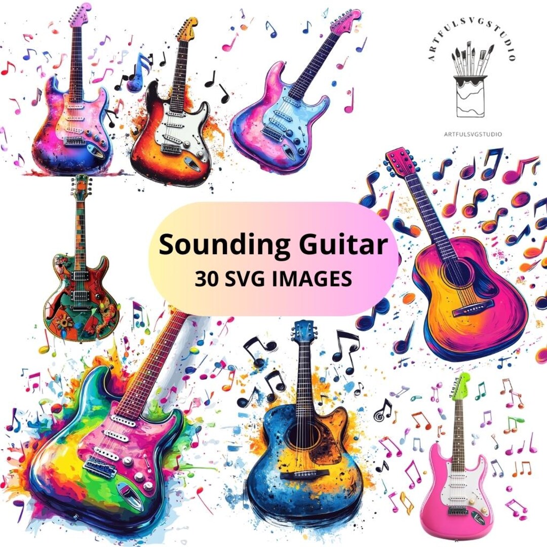 Guitar Design Svg Bundle, Instruments Svg, Guitar Clipart, Instruments ...