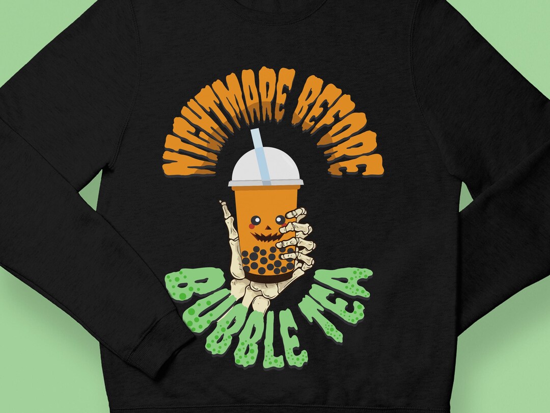 Boba Tea Shirt Bubble Tea Halloween Sweater Boba Milk Tea Pullover for ...