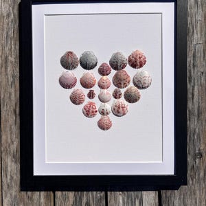 8x10 Scallop Shell Heart Art - Handcrafted Coastal Wall Decor - Unique ...