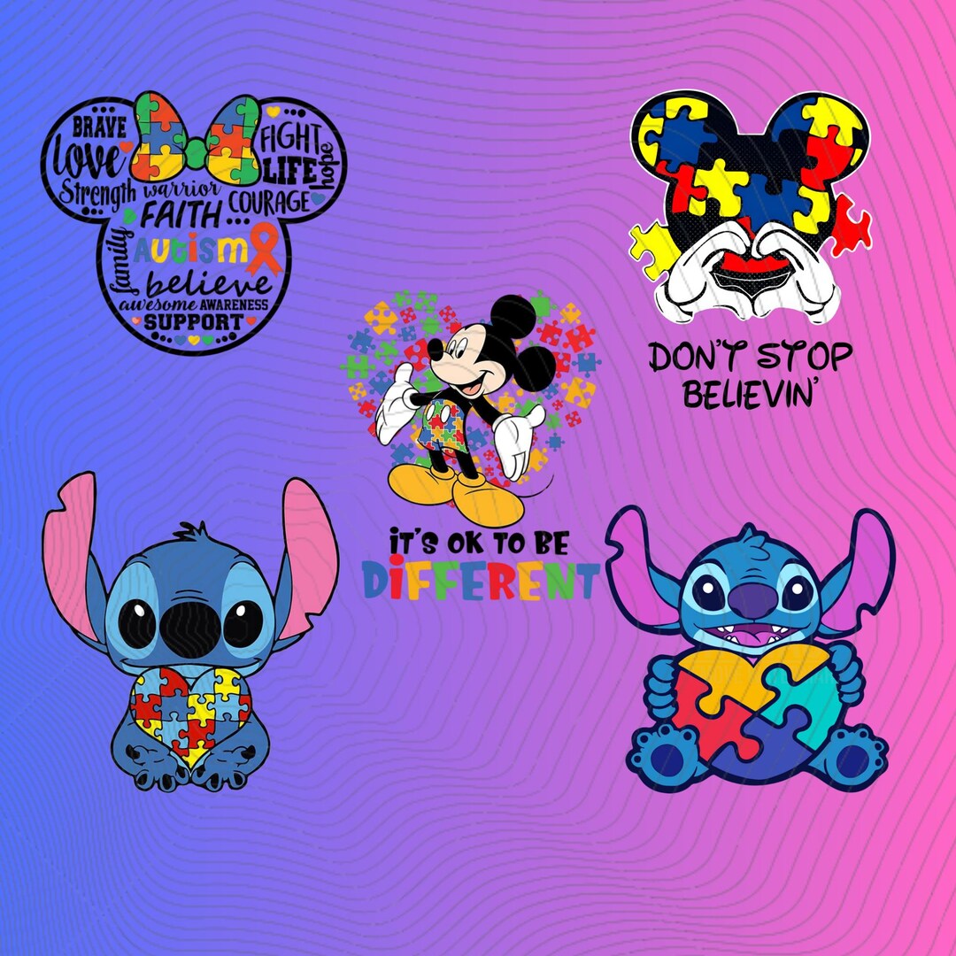 Stitch Autism Svg Bundle, Cartoon SVG Bundle, Stitch Clipart, Stitch ...