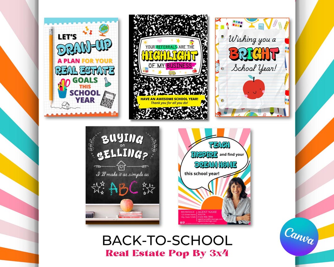 5 3x4 Back to School Real Estate Pop by Tags - Etsy
