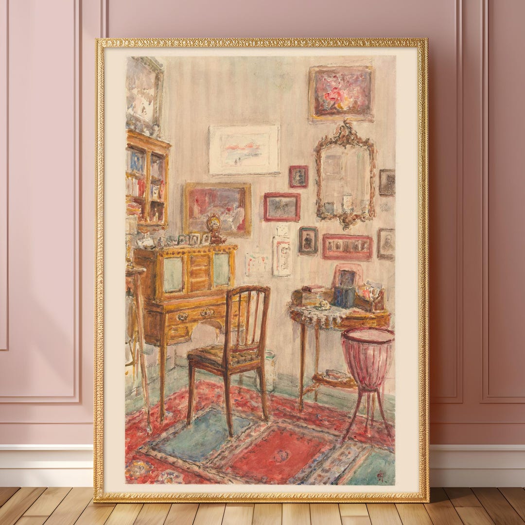 Interior of a Cozy & Quaint Room | Feminine, Soft Watercolor | Vintage ...