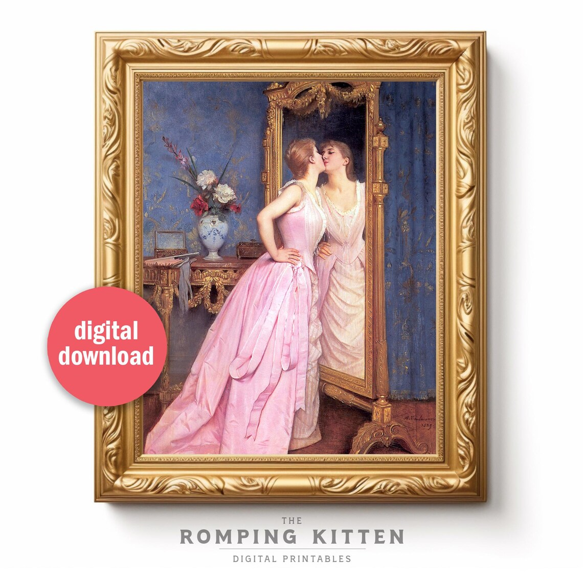 Vanity by Auguste Toulmouche, Pretty & Humorous Boudoir Art Printable ...