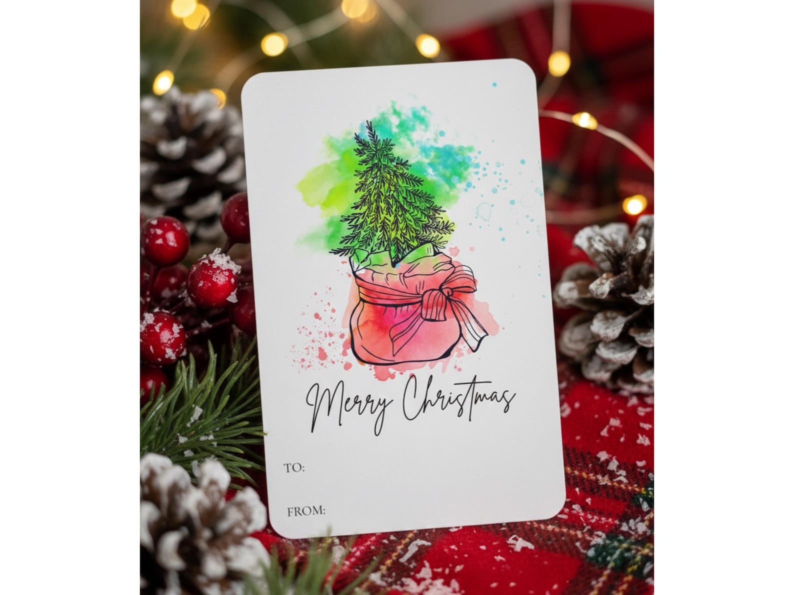 Printable Watercolor Christmas Gift Tags | PDF PNG | 2x3.5, 2x3, 3x3 ...