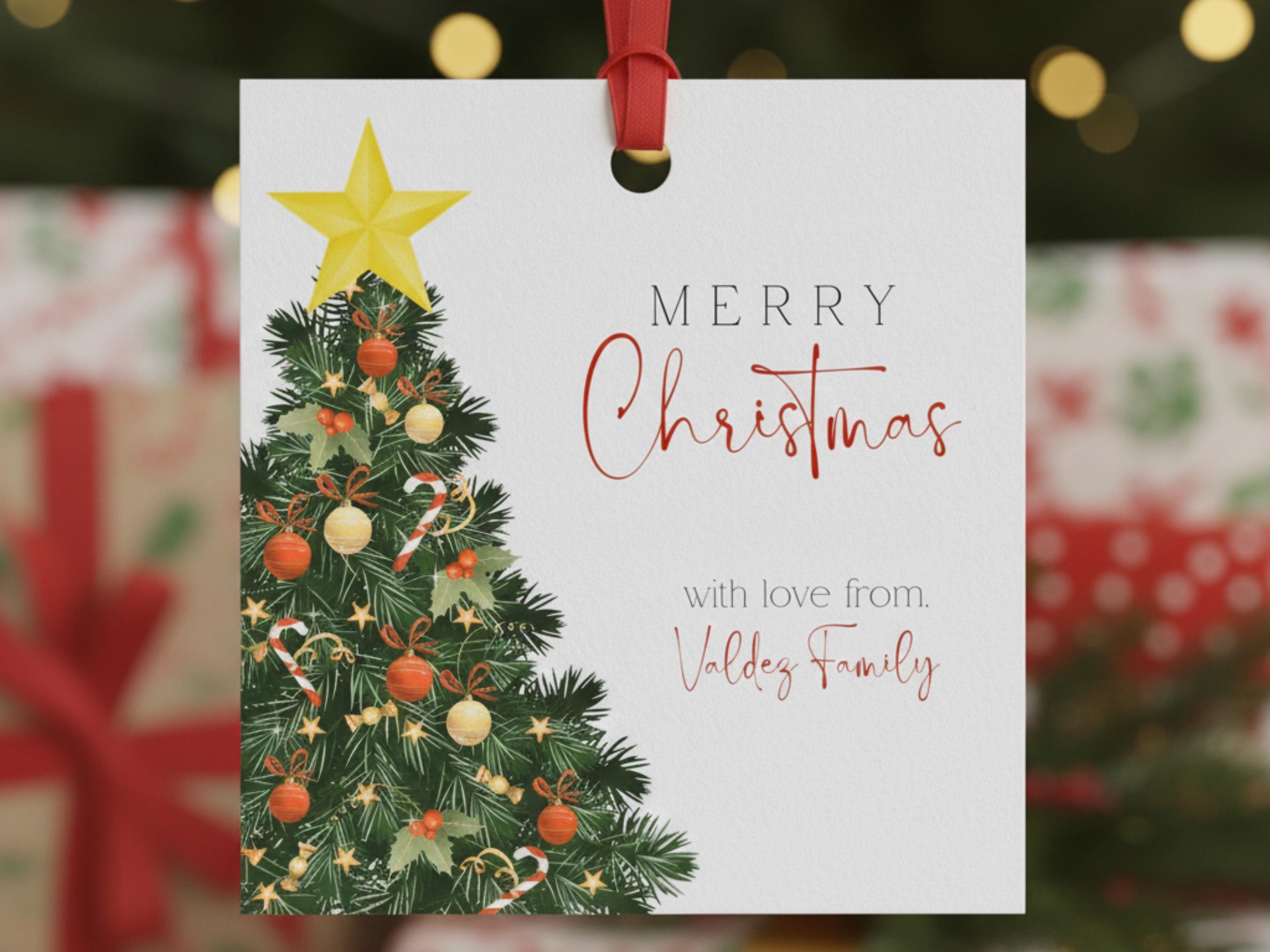 Printable & Editable Christmas Vintage Tree Gift Tags | 2x3.5 2x3 3x3 ...