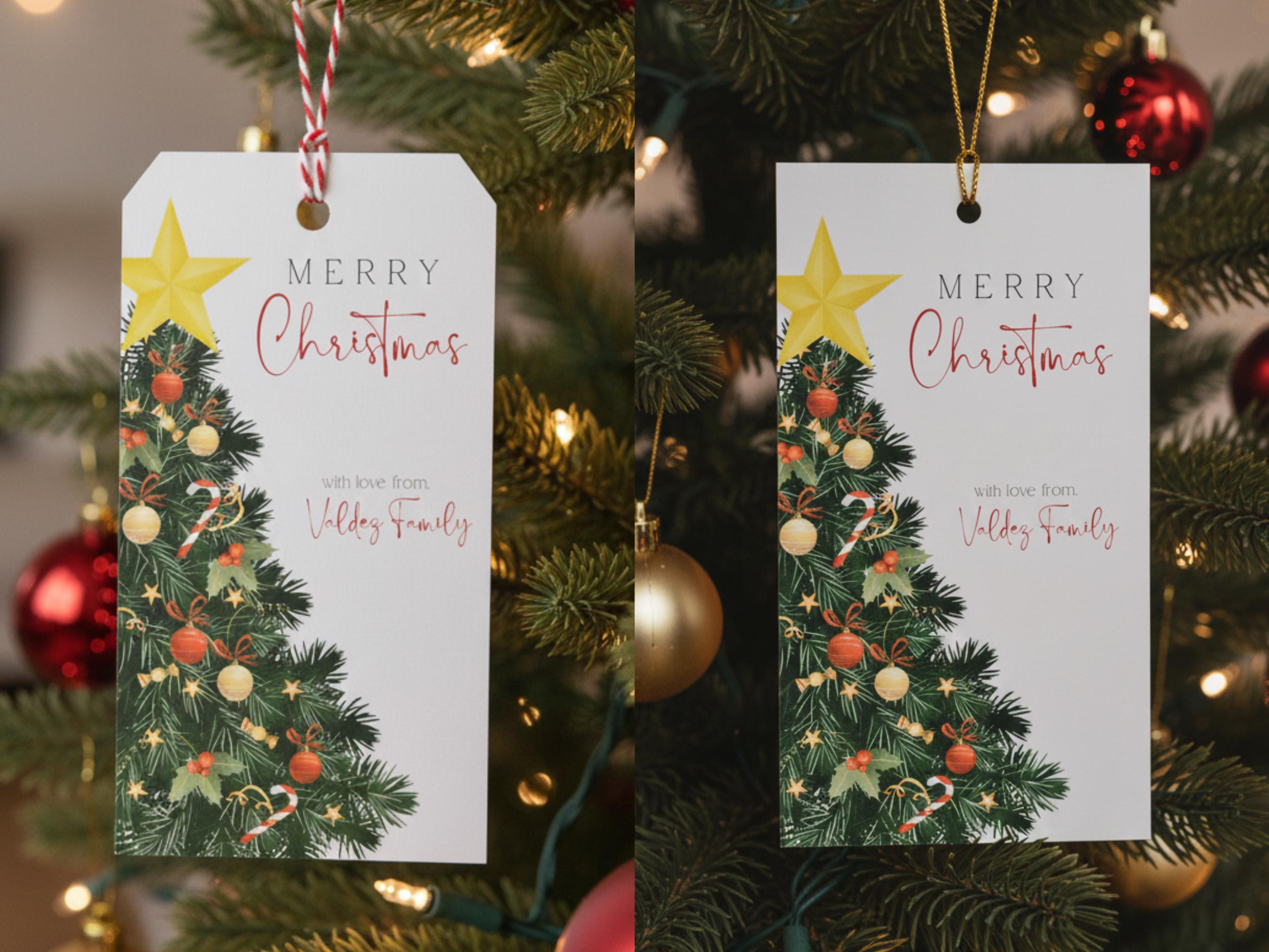 Printable & Editable Christmas Vintage Tree Gift Tags | 2x3.5 2x3 3x3 ...