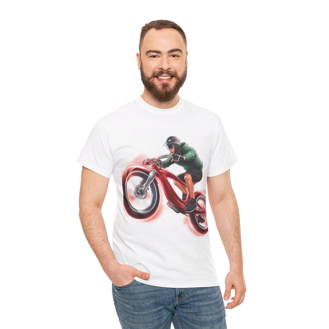 Unisex Heavy Cotton Tee, Image of Bike on Front and Back - Etsy