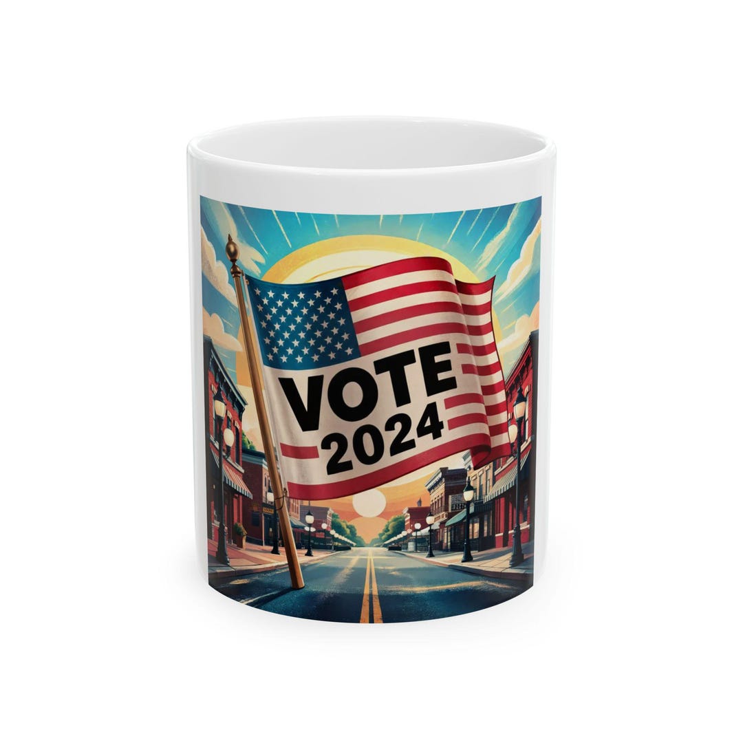 Election 2024 Patriotic American Flag Coffee Mug With Scenic Design - Etsy