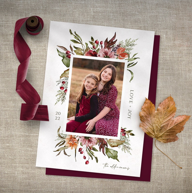 Christmas Photo Card Printable Template Holiday Photo Card Instant ...