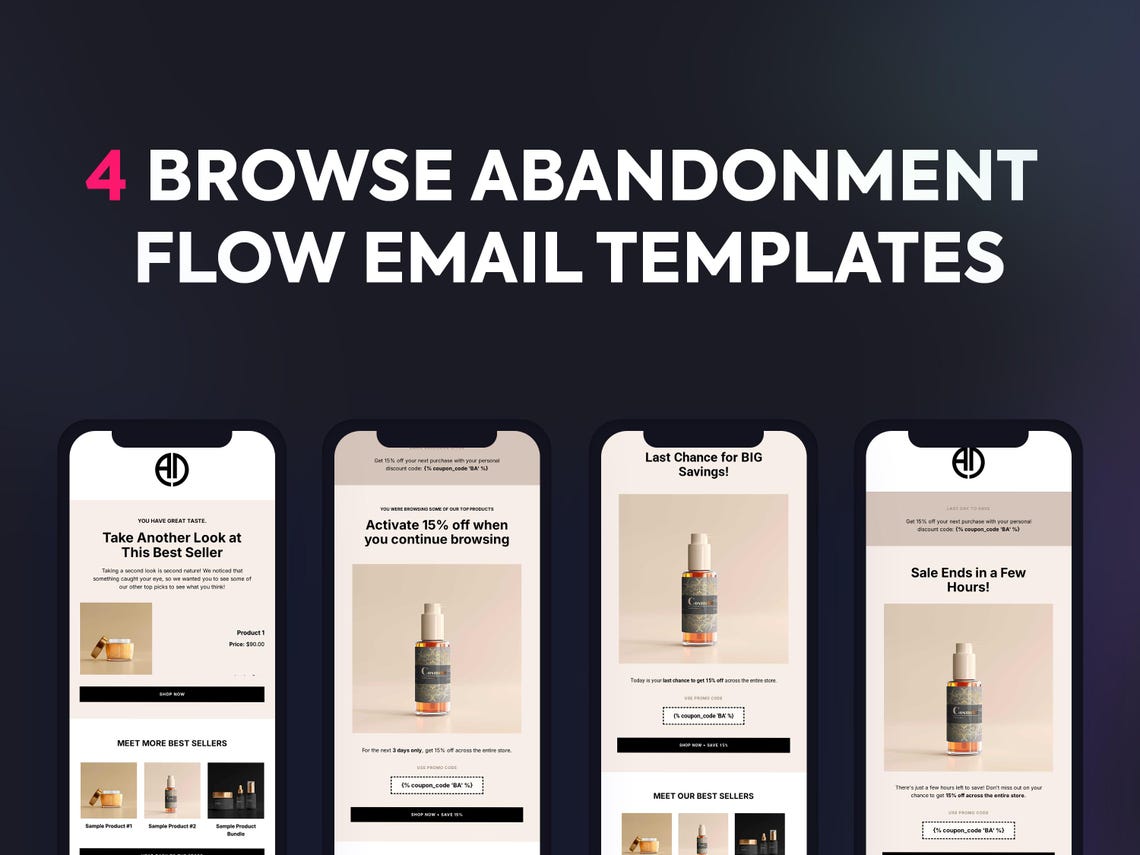 Klaviyo Browse Abandonment Email Flow | 4 Pre-designed Email Templates ...