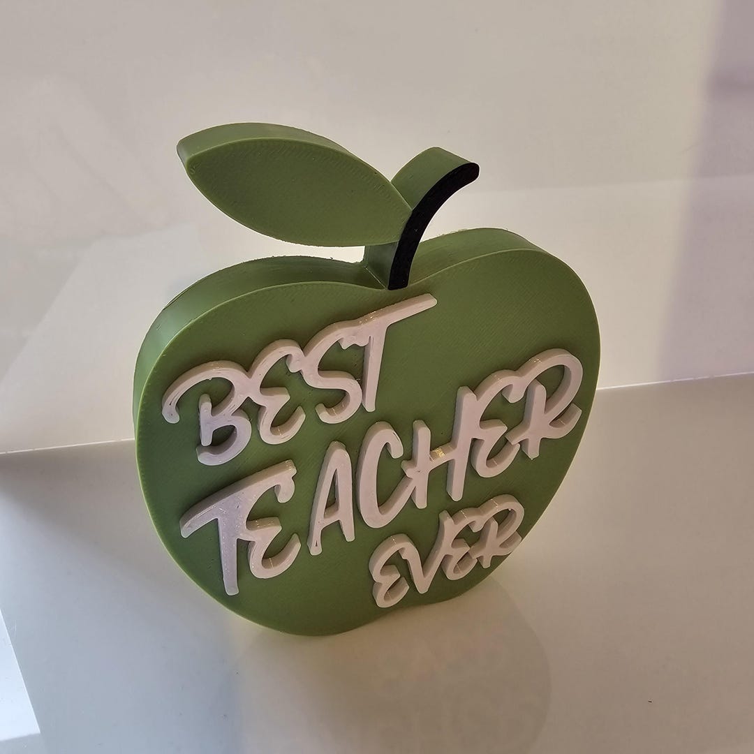 3D Printed Apple Best Teacher Ever Personalized Teacher Gift 10cm Tall ...