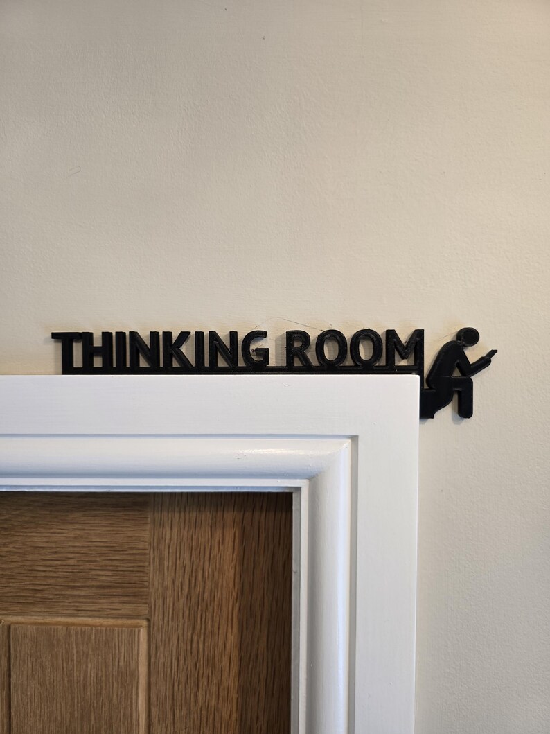 Thinking Room Wall Art - Toilet Sign Humor Funny Door Topper Wall ...