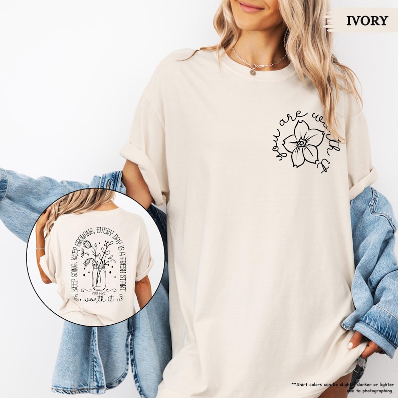 Comfort Colors® Keep Going Shirt, Mental Health Woman Floral Tee ...