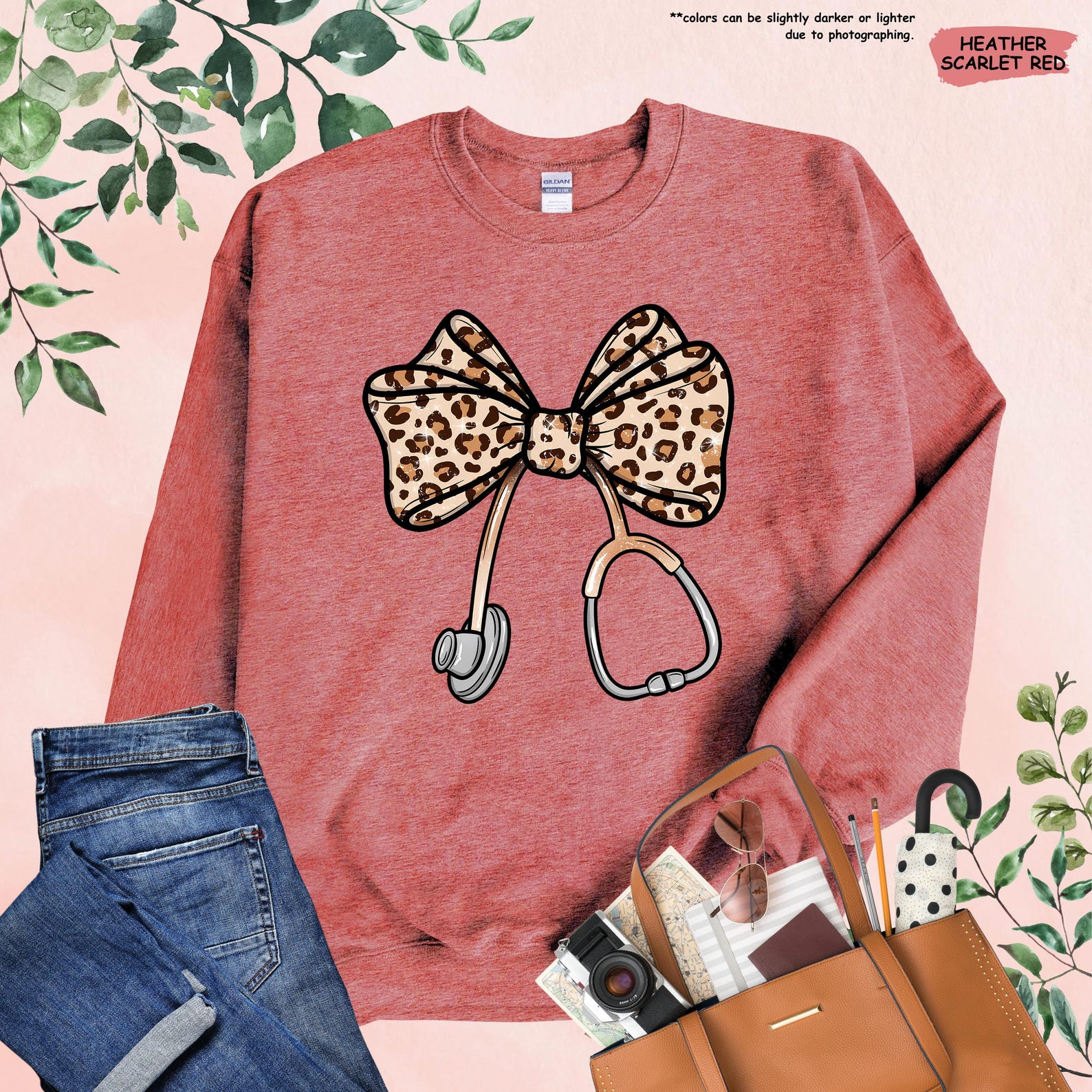 Leopard Nurse Coquette Bow Hoodie Sweatshirt, Nurse Sweat, Girly Nurse ...