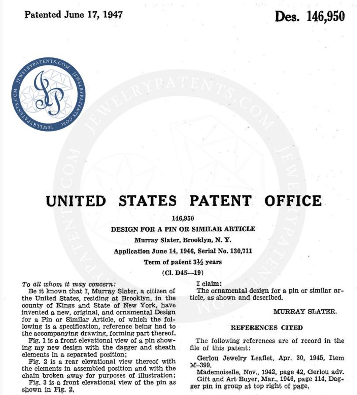 Vintage Sword in Scabbard Brooch Urie Mandel / Murray Slater - Etsy