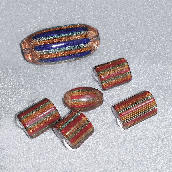 Venetian Green & Red 6 Layer Chevron Bead Inlaid Millefiori Canes Luigi ...