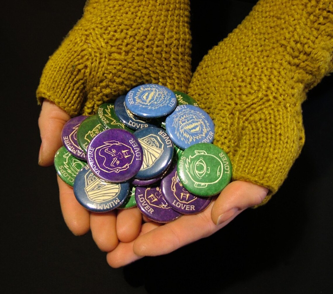 Cyclops Zombie Mummy Yeti Lycan Werewolf Vampire Monster Buttons - Etsy