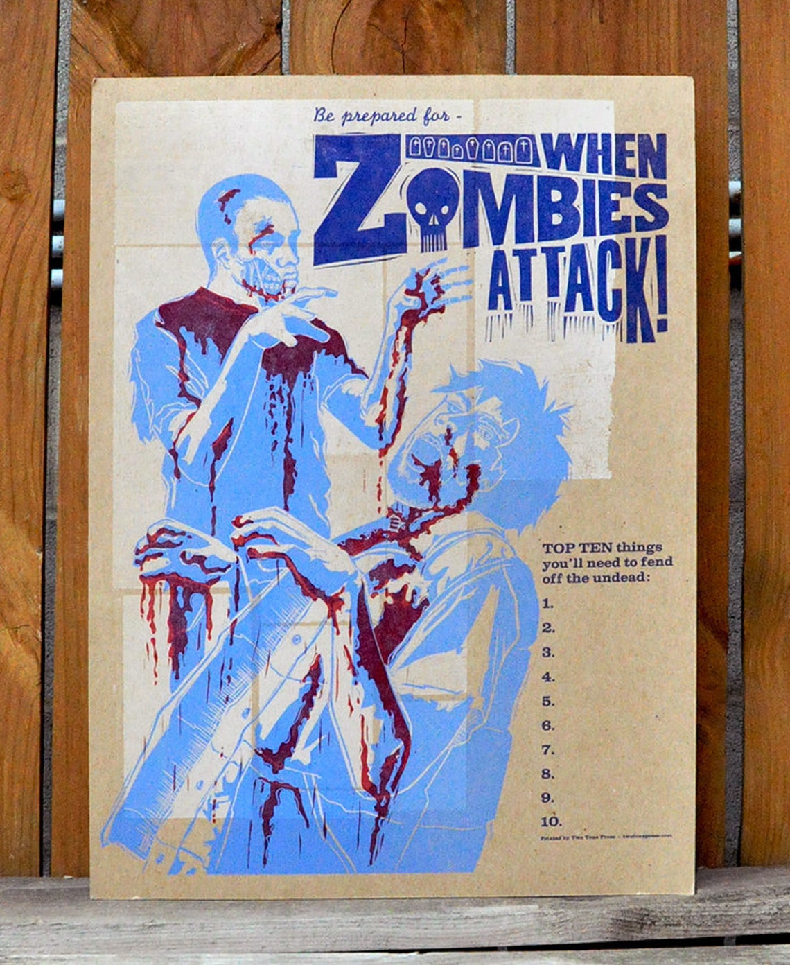 PREPARE for When ZOMBIES Attack Letterpress Linocut Poster - Etsy
