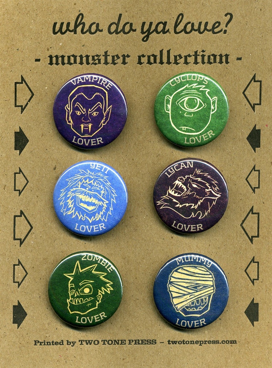 Cyclops Zombie Mummy Yeti Lycan Werewolf Vampire Monster Buttons - Etsy