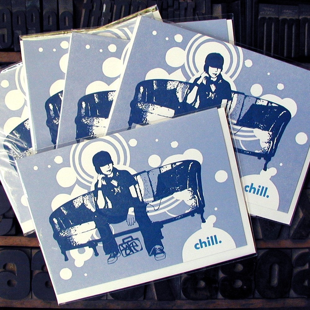 Chill Letterpress Card - Etsy