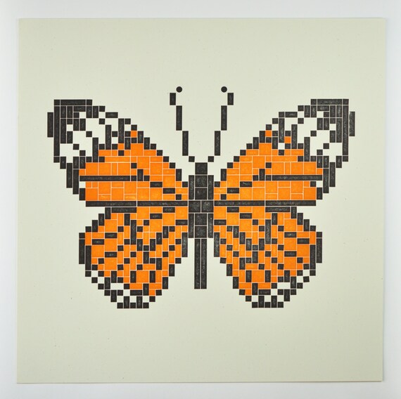 BLOCK Tile MONARCH BUTTERFLY Insect Bug Letterpress Print | Etsy