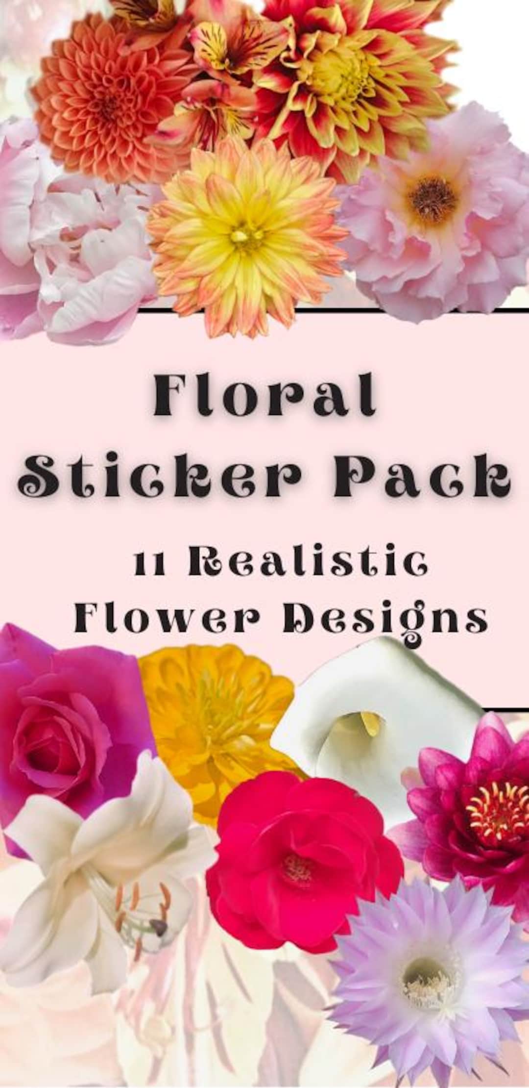 Realistic Flower Sticker Printable, Cute Floral Printable Stickers ...