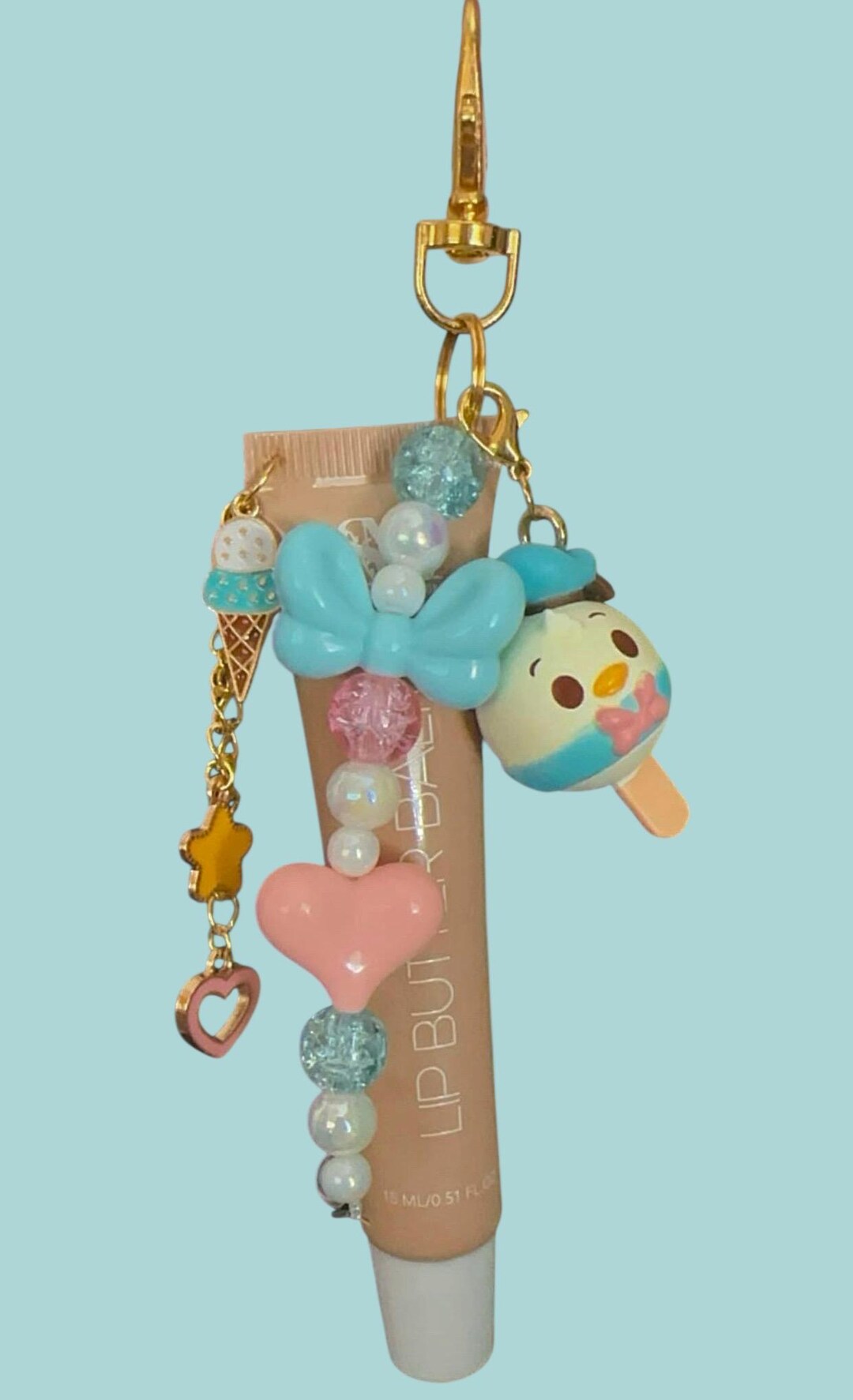 Donald Duck Disney Munchlings Lip Gloss/balm Bead & Charm Keychain - Etsy