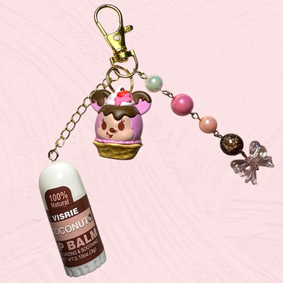 Minnie Mouse Disney Munchlings Mini Lip Balm Bead & Charm Keychain - Etsy