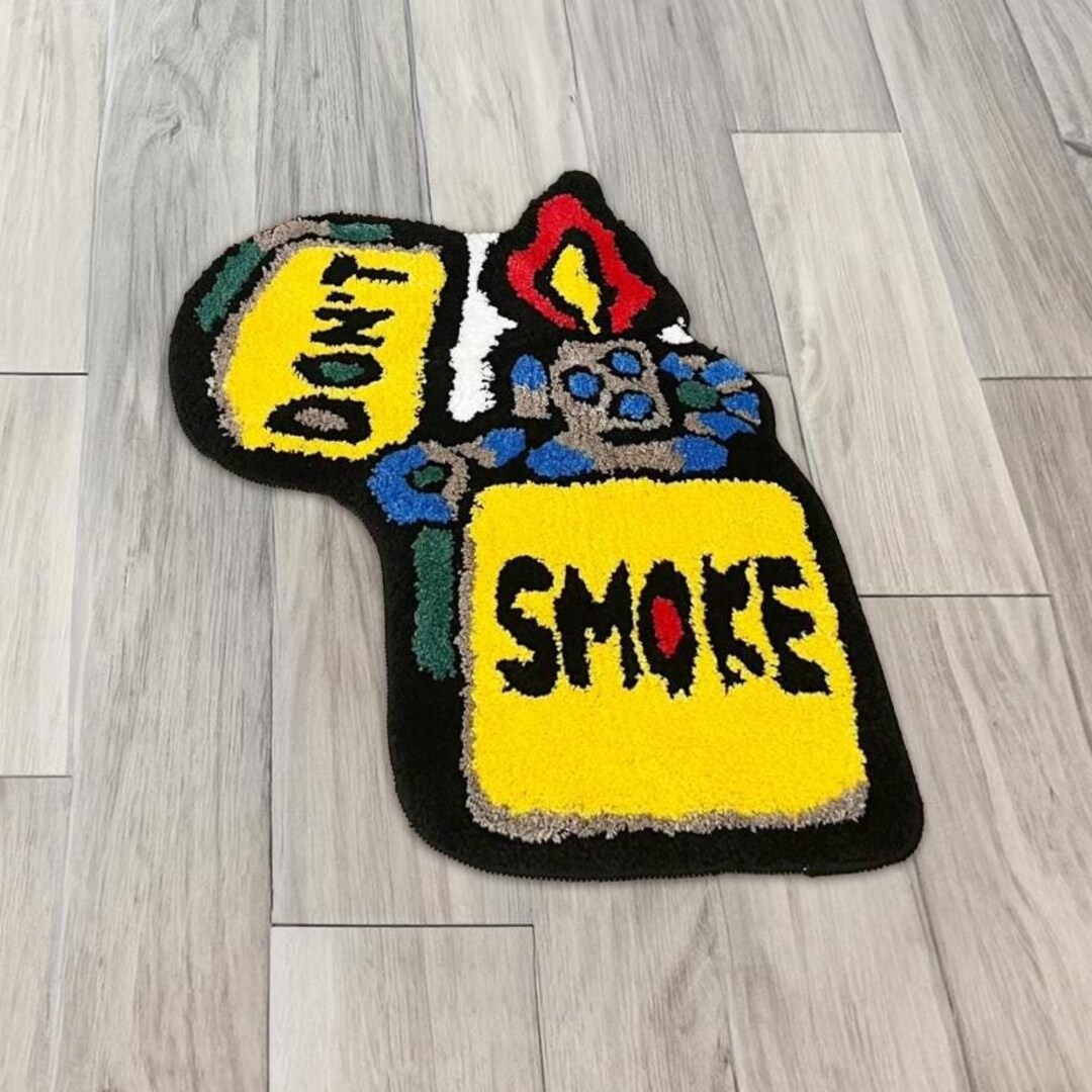 Tufted Yellow Lighter Rug 22 X 28in Soft Cartoon don't Smoke Carpet for ...