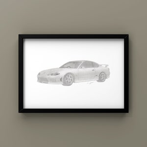 Nissan Silvia S15 Spec-r Realistic Car Drawing Print Hand Drawn Pencil ...