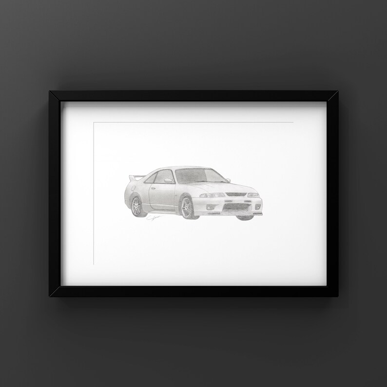 Nissan Skyline GT-R R33 | Realistic Car Drawing | Print | Hand Drawn ...