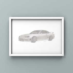 Nissan Silvia S15 Spec-r Realistic Car Drawing Print Hand Drawn Pencil ...