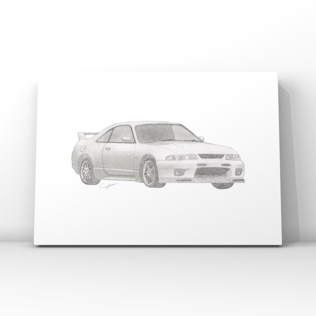Nissan Skyline GT-R R33 | Realistic Car Drawing | Print | Hand Drawn ...