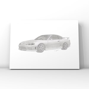 Nissan Silvia S15 Spec-r Realistic Car Drawing Print Hand Drawn Pencil ...