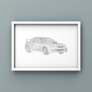 Subaru Impreza WRX Sti 22B Realistic Car Drawing Print Hand Drawn ...