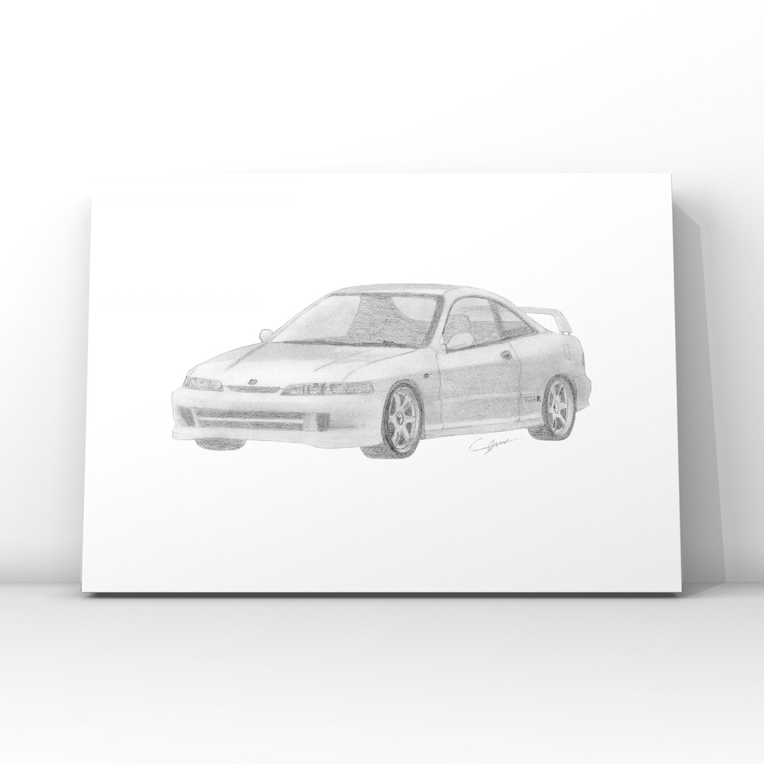 Honda Integra Type-r DC2 Realistic Car Drawing Print Hand Drawn Pencil ...