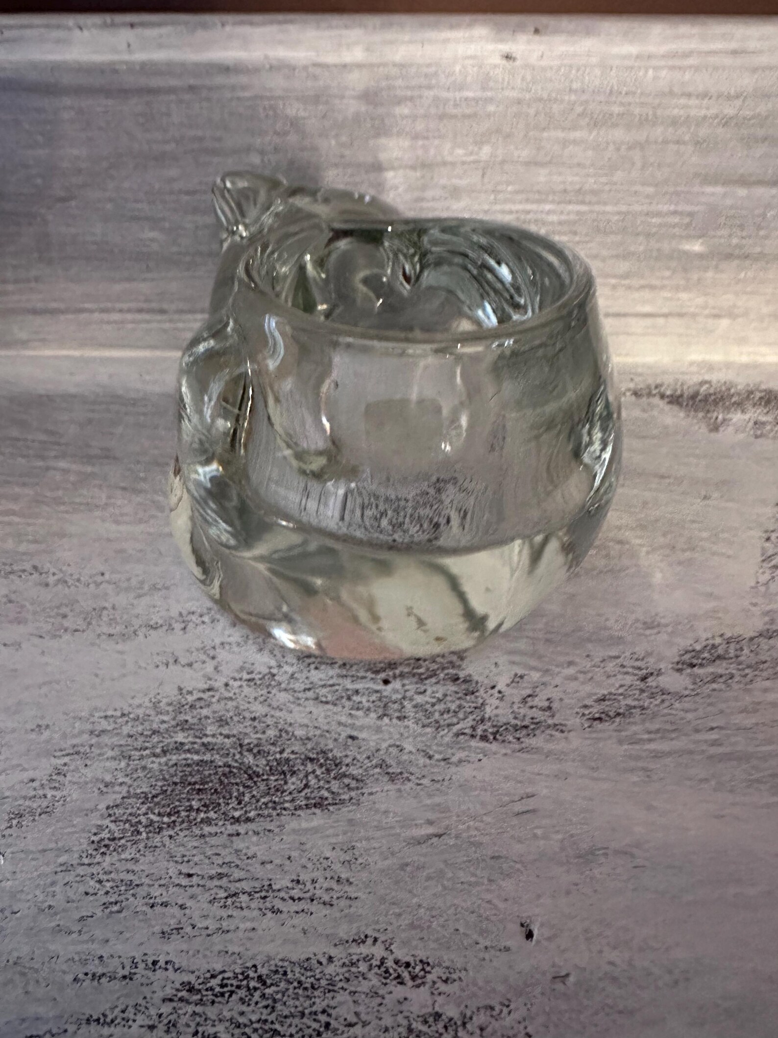 Indiana Glass Clear Glass Sleeping Cat Candle Holder Votive Tea Light ...