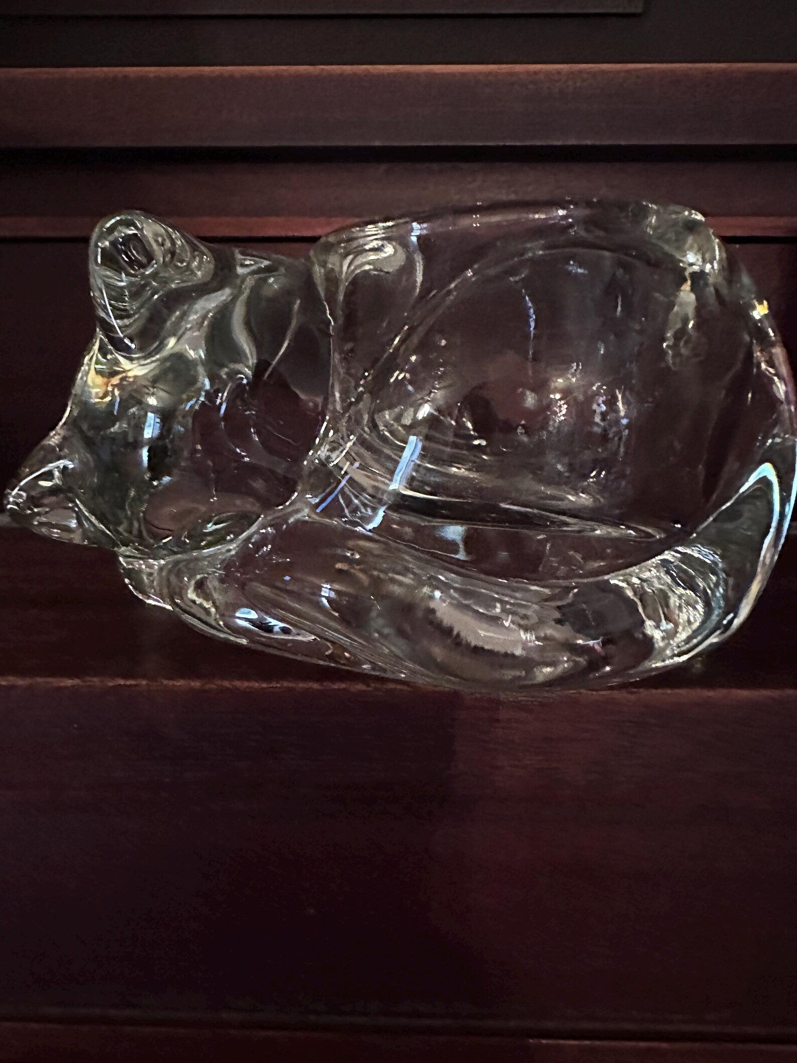 Indiana Glass Clear Glass Sleeping Cat Candle Holder Votive Tea Light ...