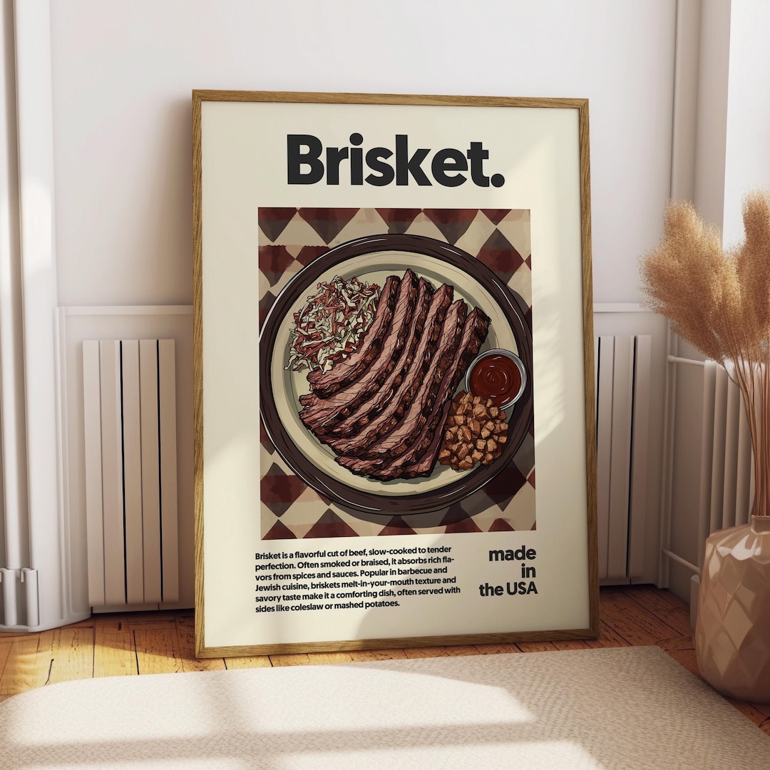 Brisket Poster - Food Poster - Kitchen Decor - Kitchen Print - American ...