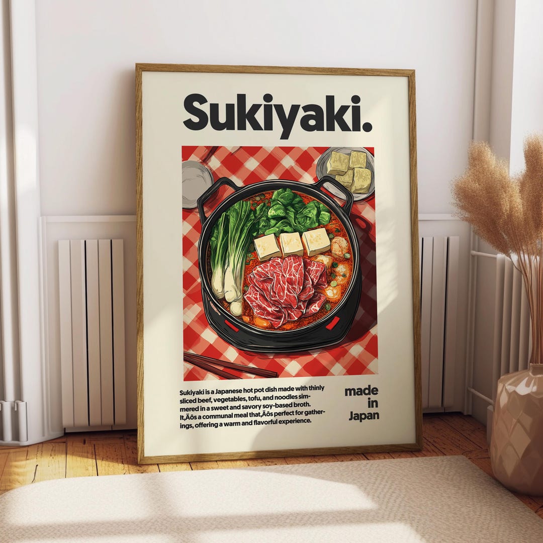 Sukiyaki Poster - Food Poster - Kitchen Decor - Kitchen Print - Japan ...