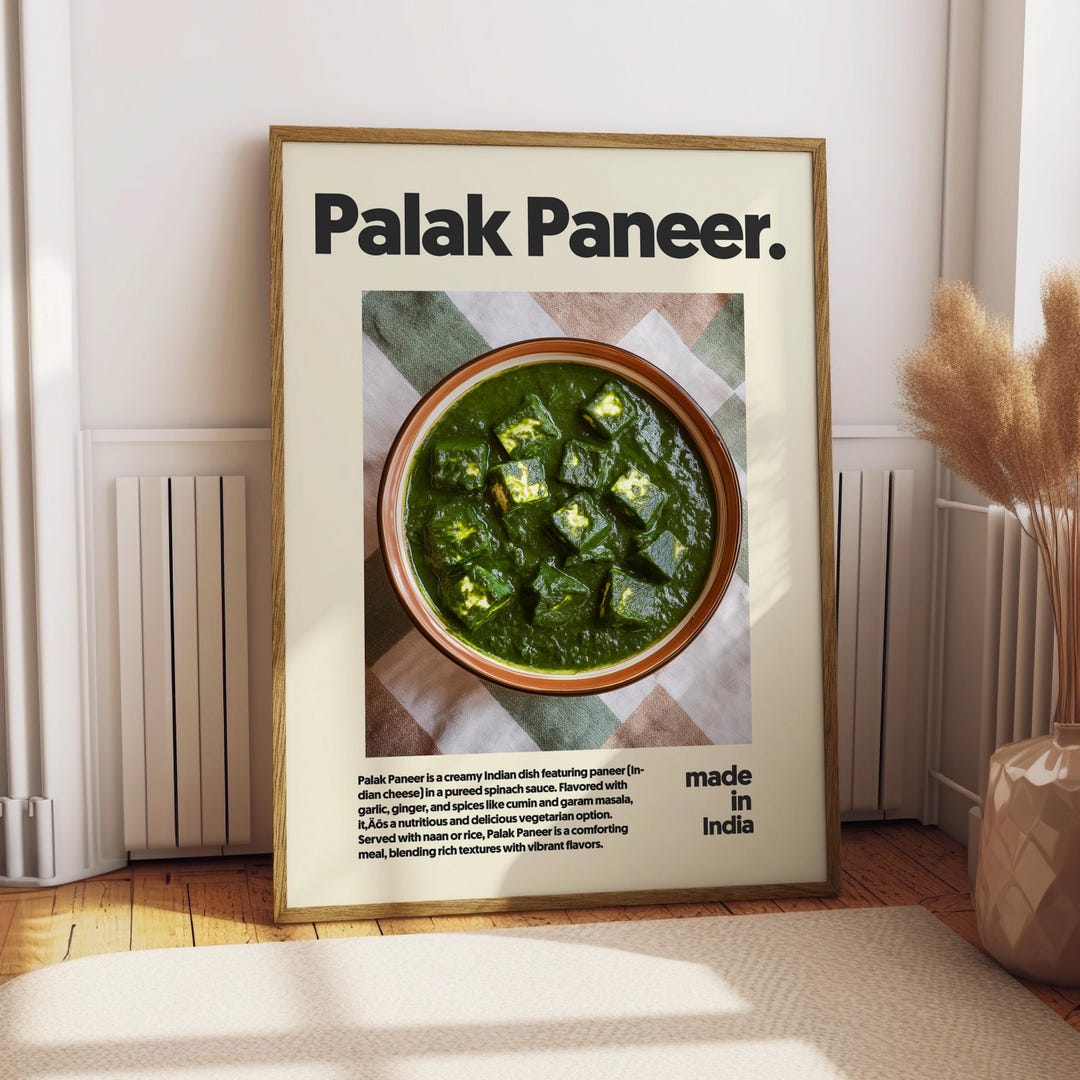 Palak Paneer Poster - Food Poster - Kitchen Decor - Kitchen Print ...