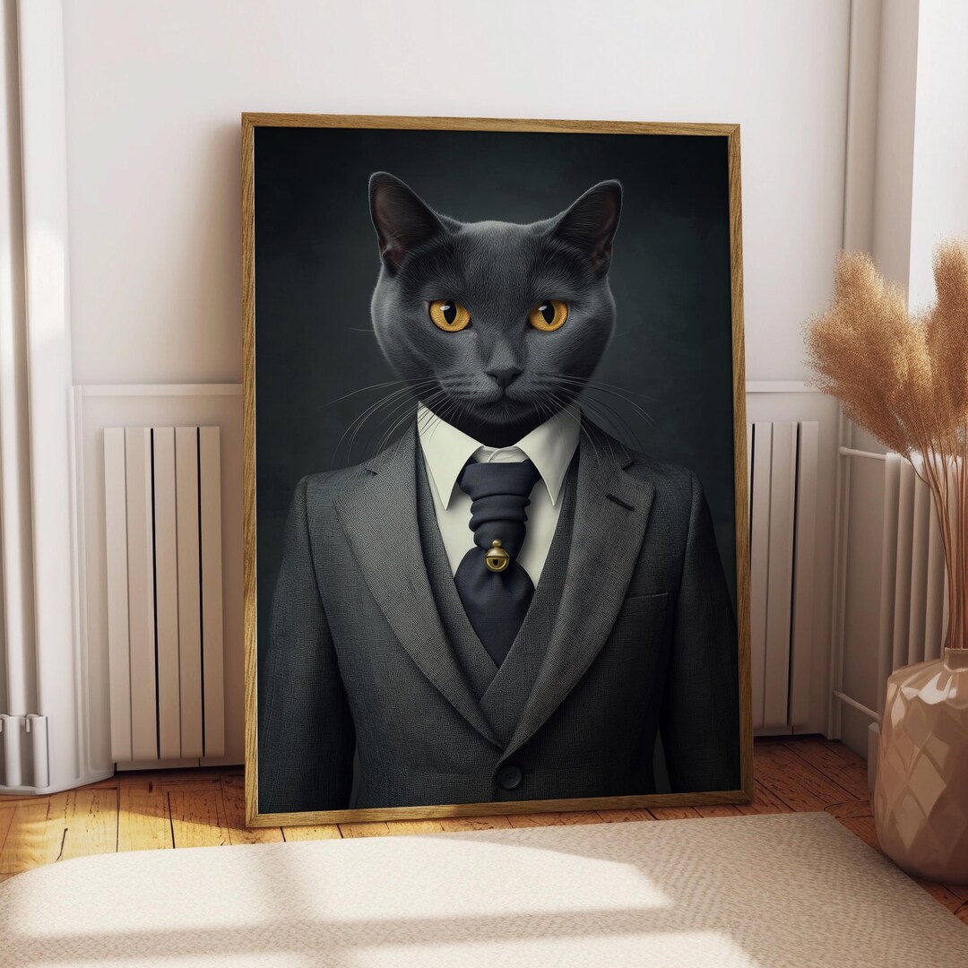 Chartreux Suit Portrait - Cat Poster - Pet Portrait - Custom Pet Art ...