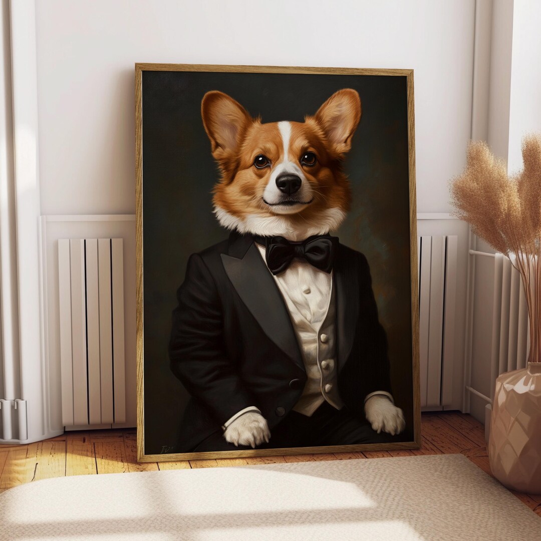 Corgipoo Suit Portrait - Dog Poster - Pet Portrait - Custom Pet Art ...