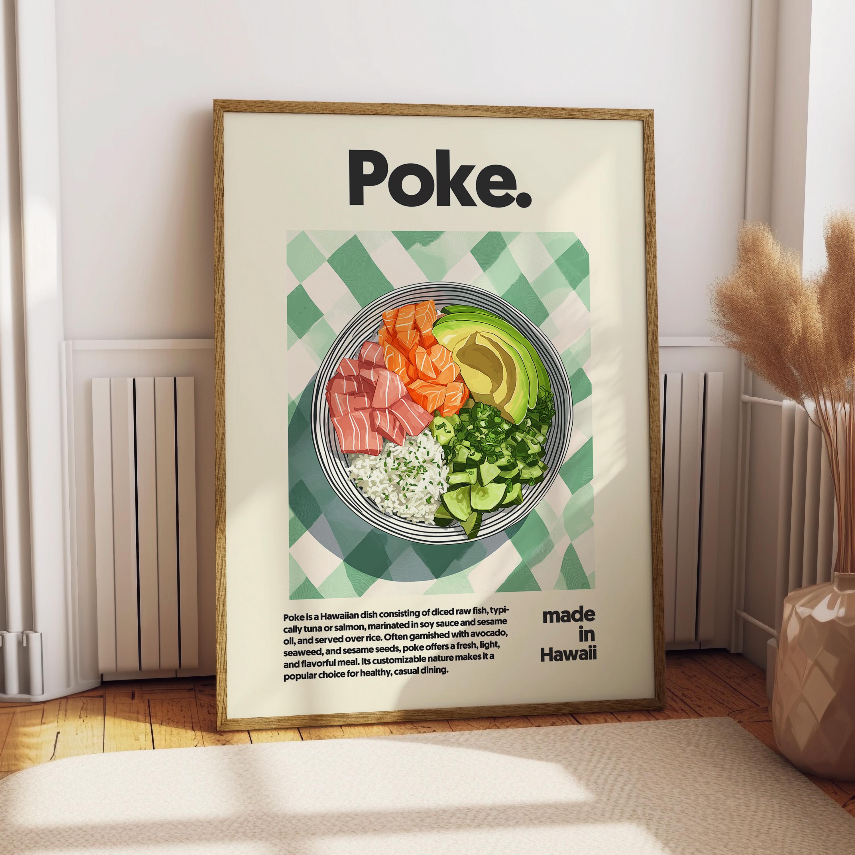 Poke Poster - Food Poster - Kitchen Decor - Kitchen Print - Hawaii Food ...