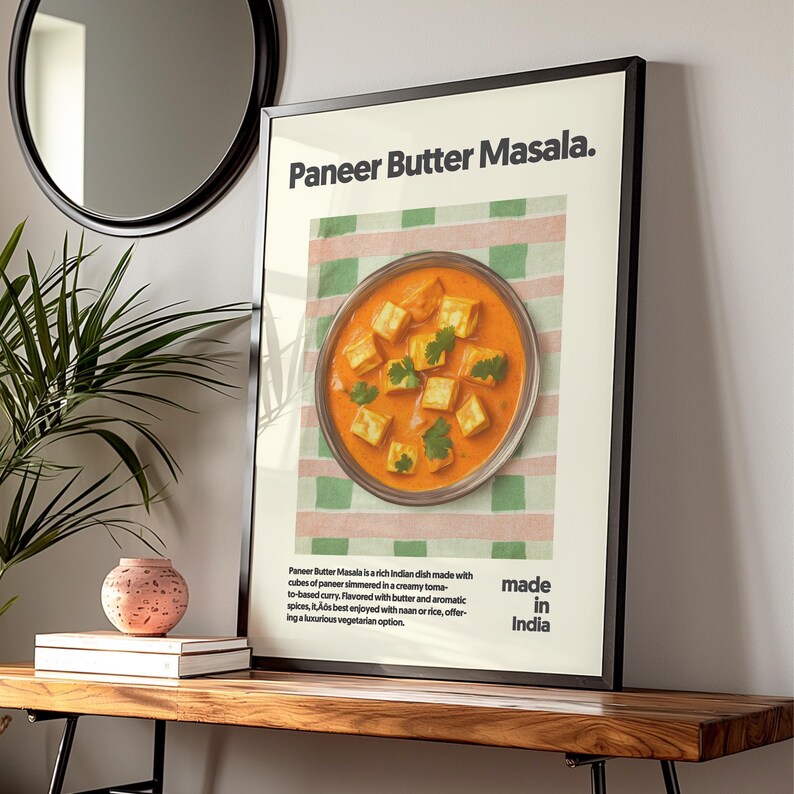 Paneer Butter Masala Poster - Food Poster - Kitchen Decor - Kitchen ...